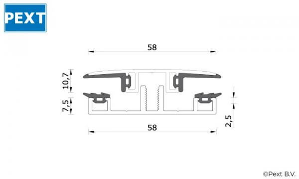 Onderprofiel 7,5 mm + afdekprofiel dwarsverbinding - Danenberg Shop